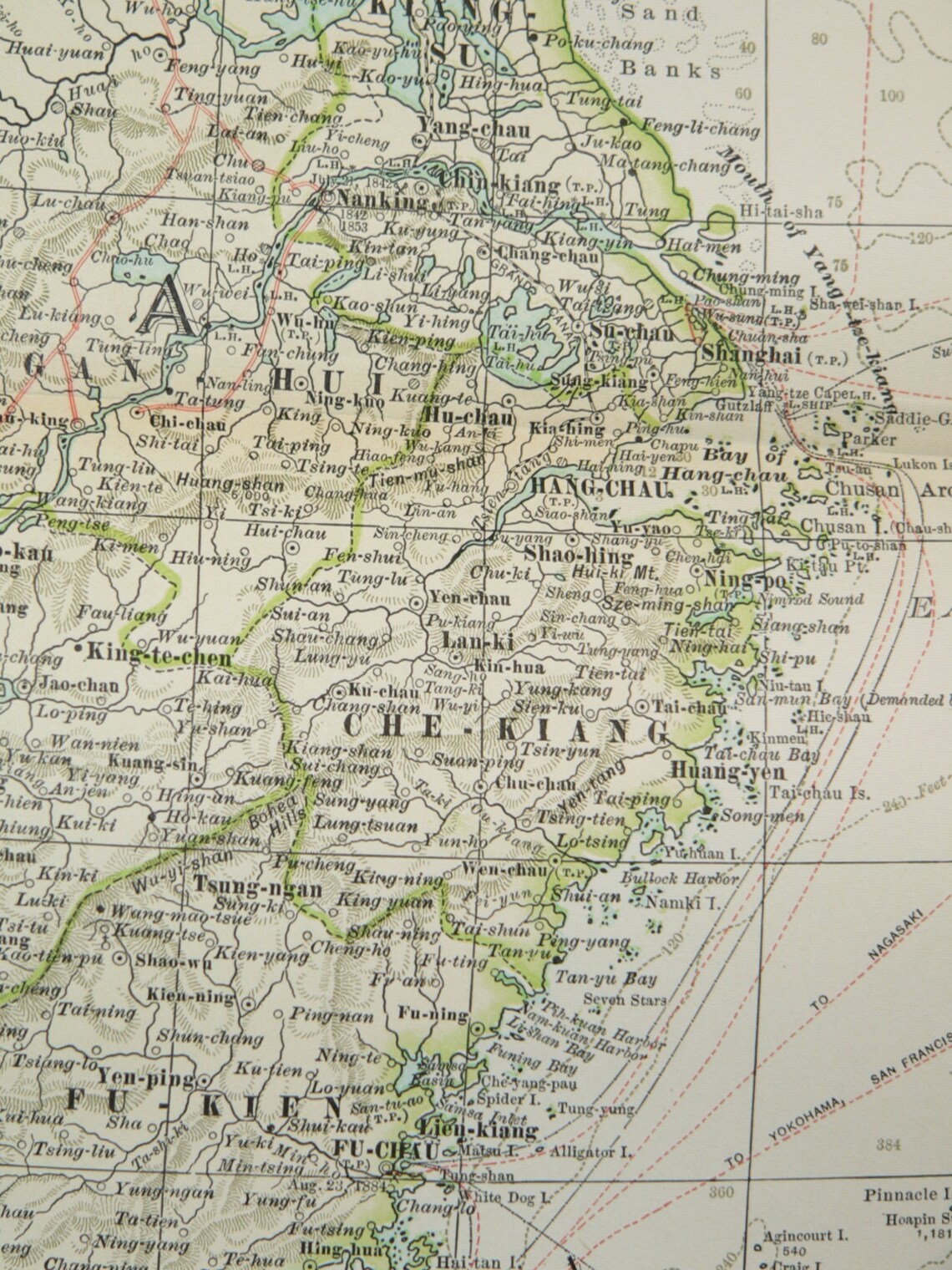 Eastern China Map Antique Art Map 1901 Vintage Map of China - Etsy