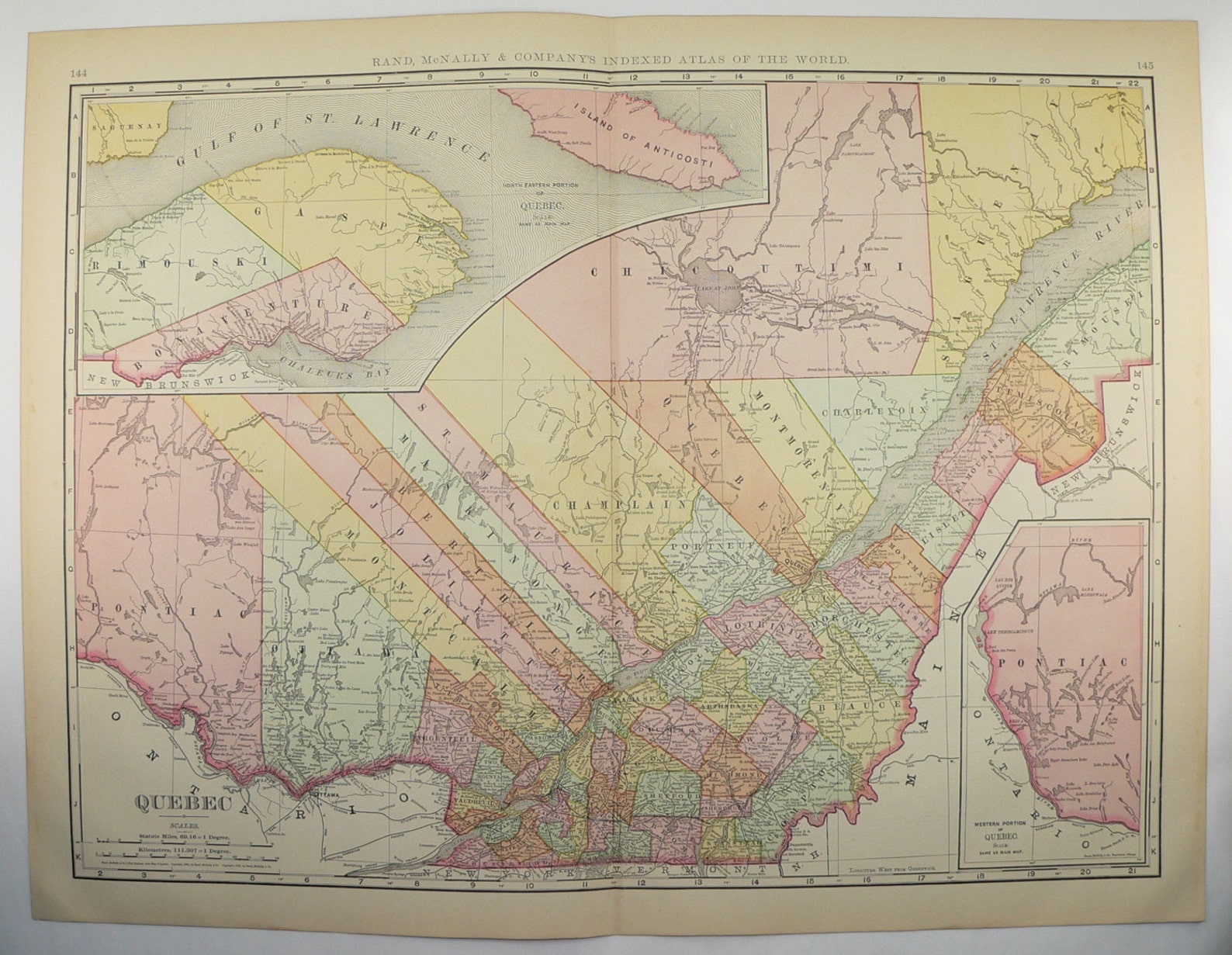1901 Quebec Canada Map, Vintage XL Office Wall Art - Etsy