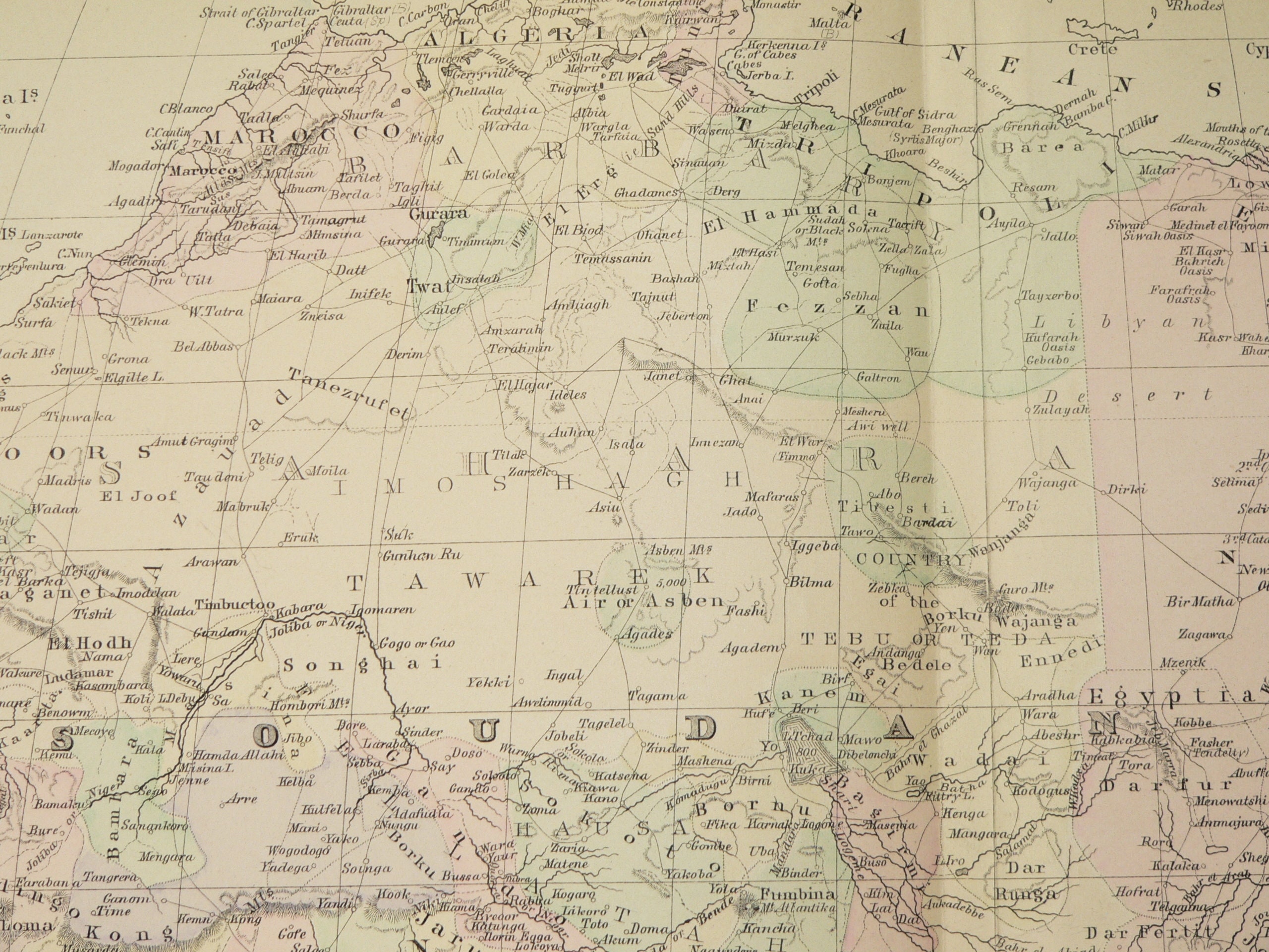 1886 Mitchell Bradley Africa Map, Original Antique Map, Sahara Desert ...