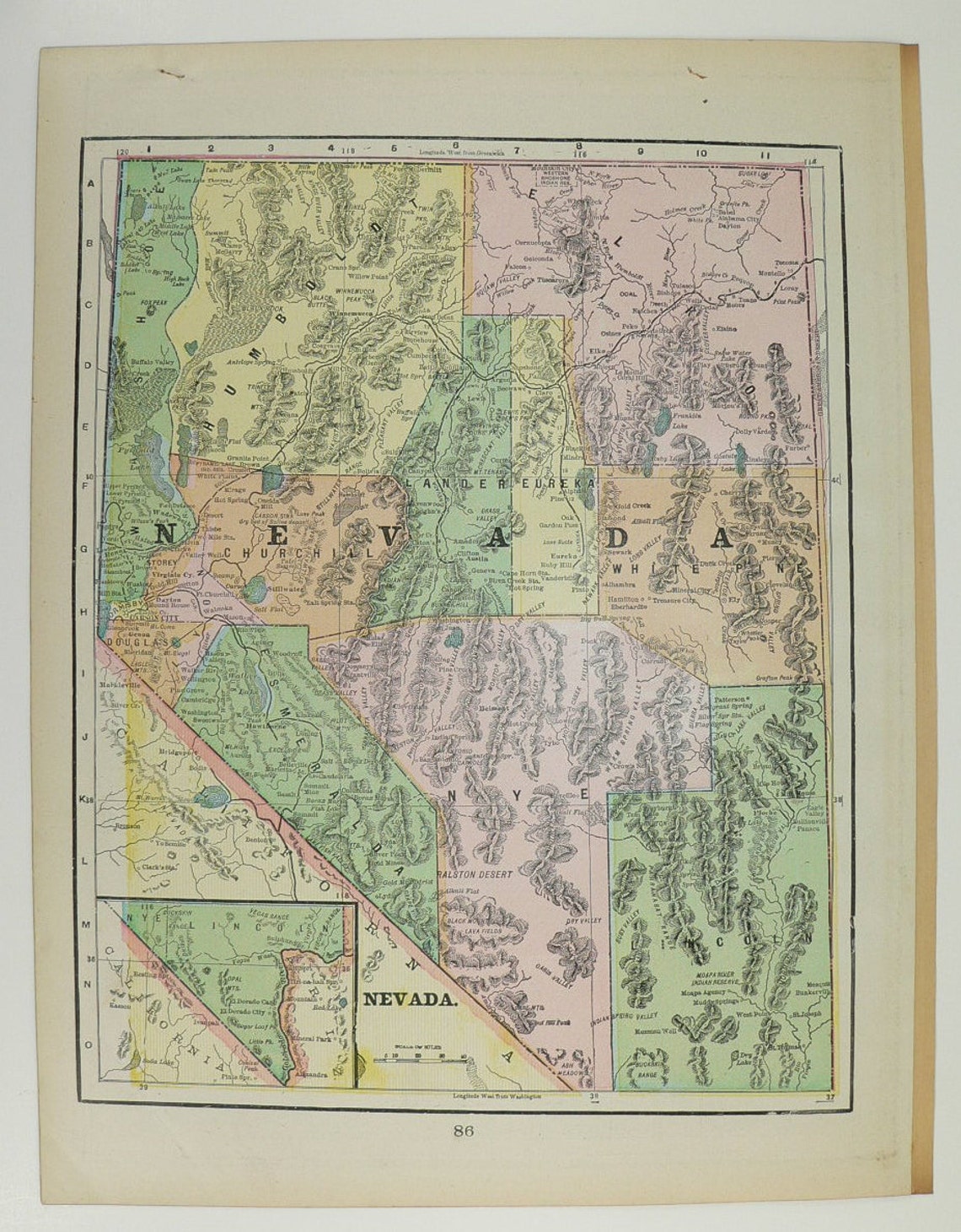 East Texas Map Nevada Arizona Map 1898 Southwest US State Map | Etsy