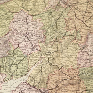 1873 Antique England Map 1873 A C Black Map of Southern England ...