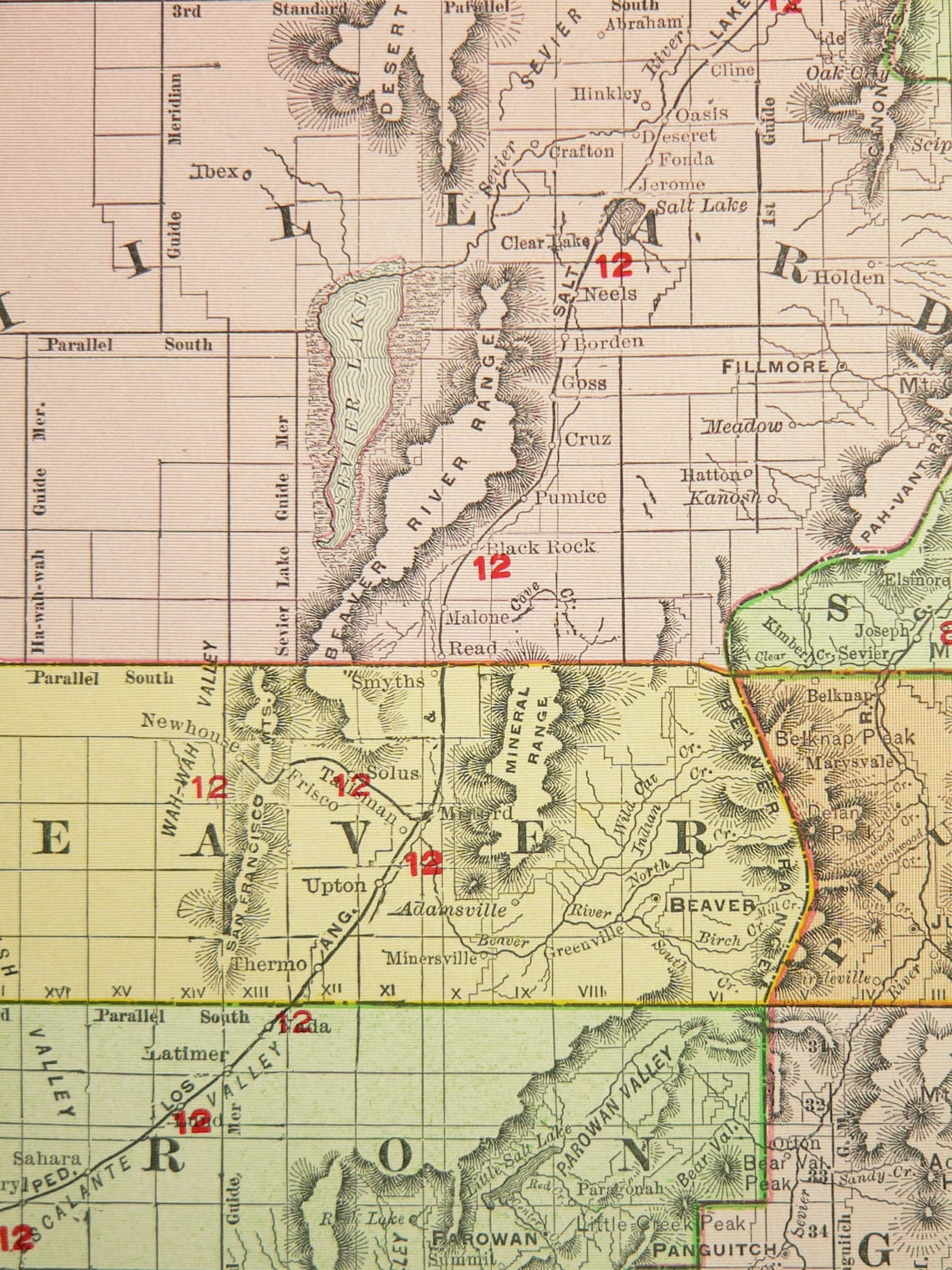 1908 Vintage Utah Map Real Antique Map of Utah Railroad Map - Etsy