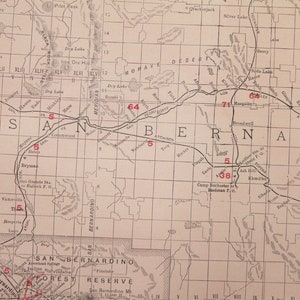 1908 Large Southern California Map, Original Vintage Map of California ...