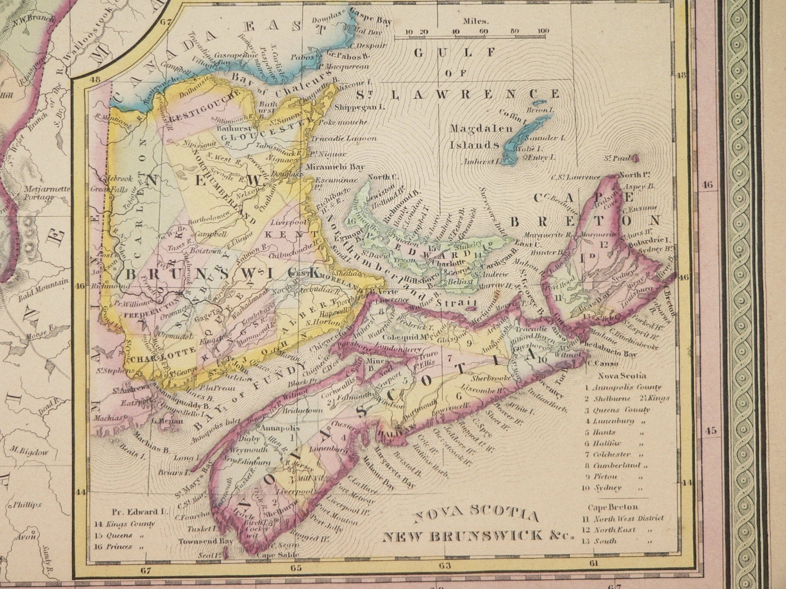 Original Vintage Quebec Map Quebec Canada Map 1852 Mitchell | Etsy