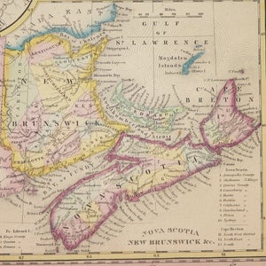 Original Vintage Quebec Map, Quebec Canada Map 1852 Mitchell ...