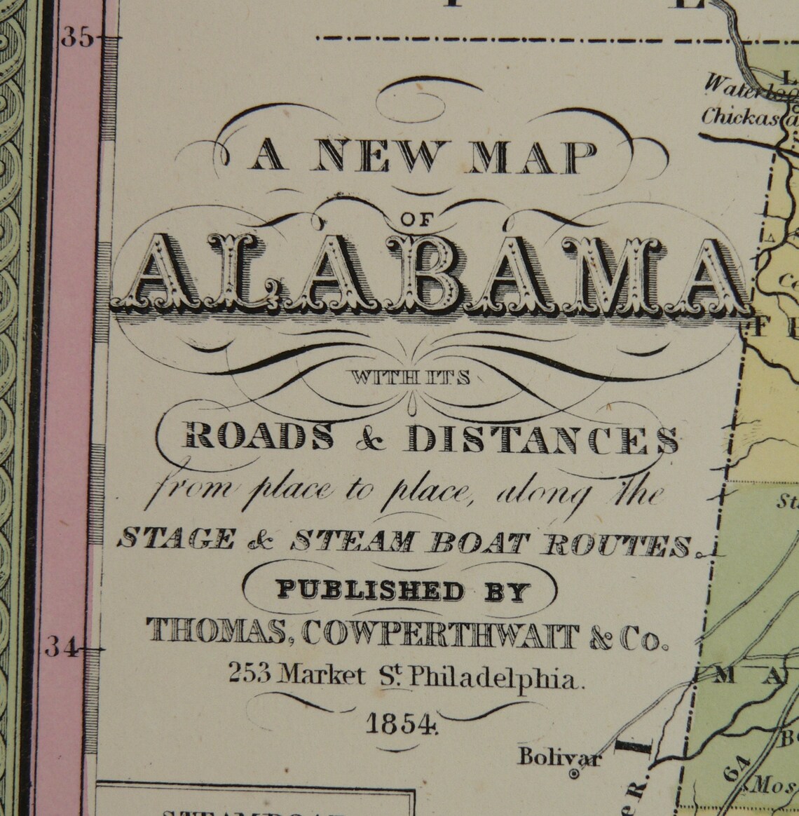 1854 Mitchell Alabama Map Original Antique Map of Alabama - Etsy