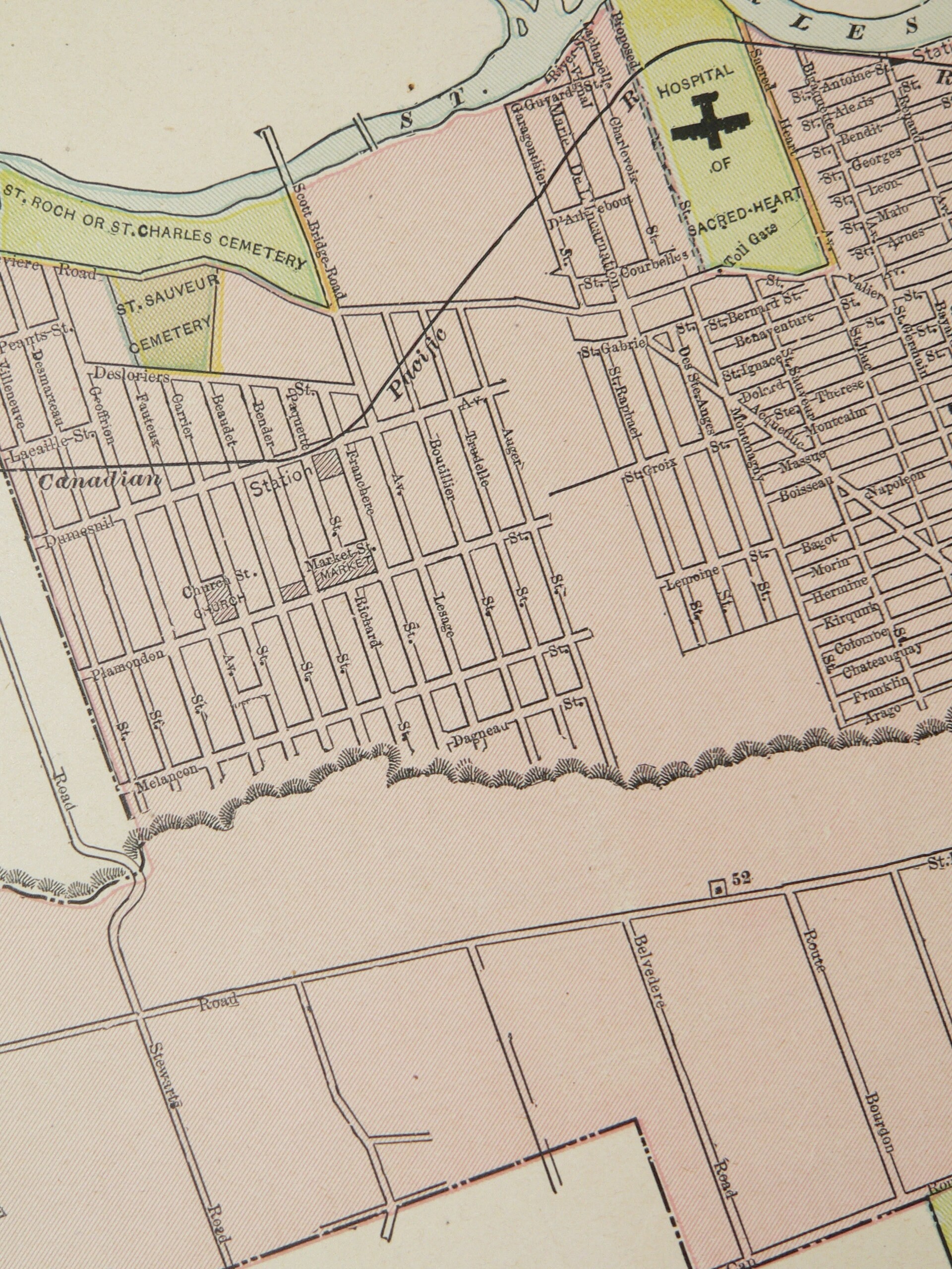1900 Cram Map of Quebec, Halifax and Dartmouth, Real Antique Map ...