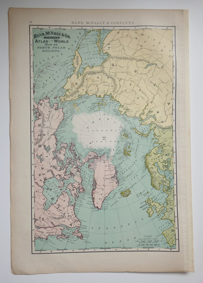 Large 1892 World Map on Mercators Projection Rand Mcnally - Etsy