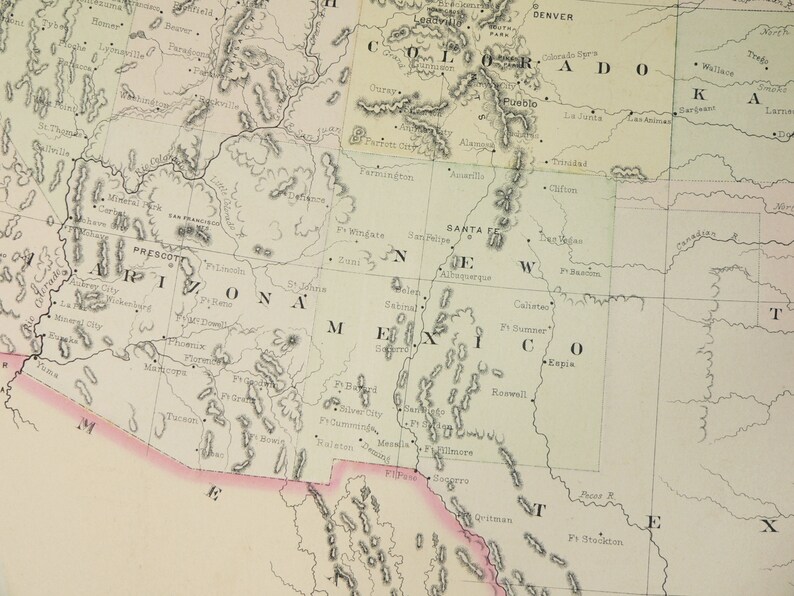 1889 United States Map, Bradley Map of United States, Large Vintage US ...