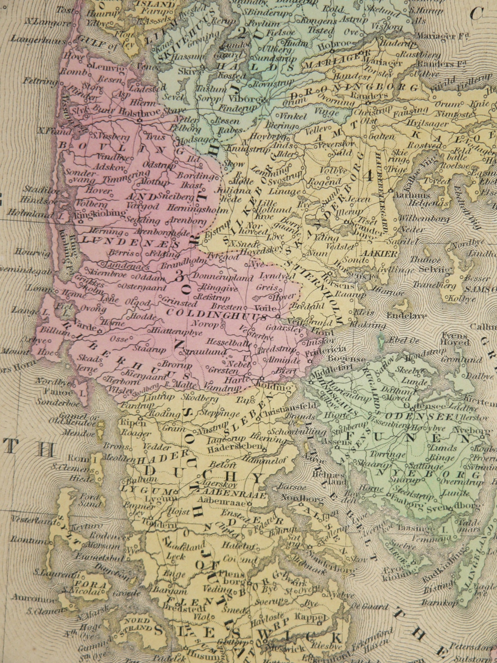 Original Antique Map Denmark 1853 Mitchell Map Old World Map | Etsy