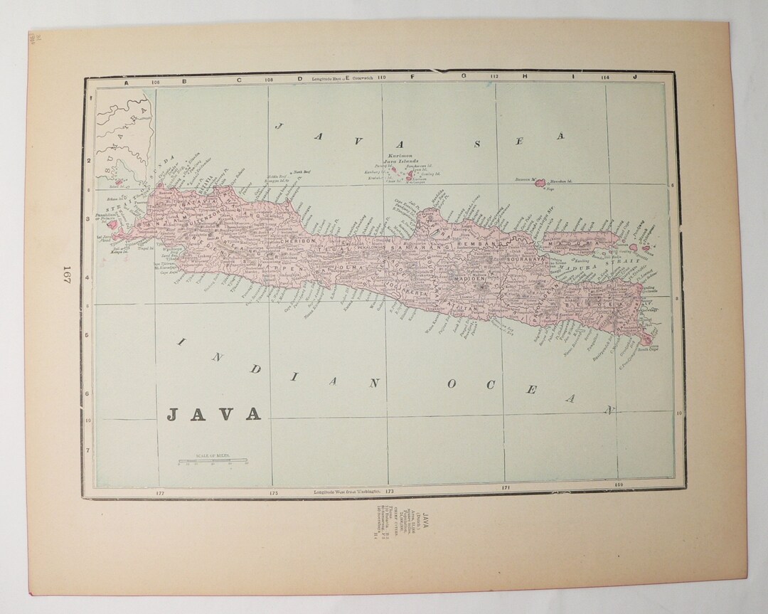 1900 Antique Java Map, Sumatra Map, Indonesia Island Map, East Indies ...