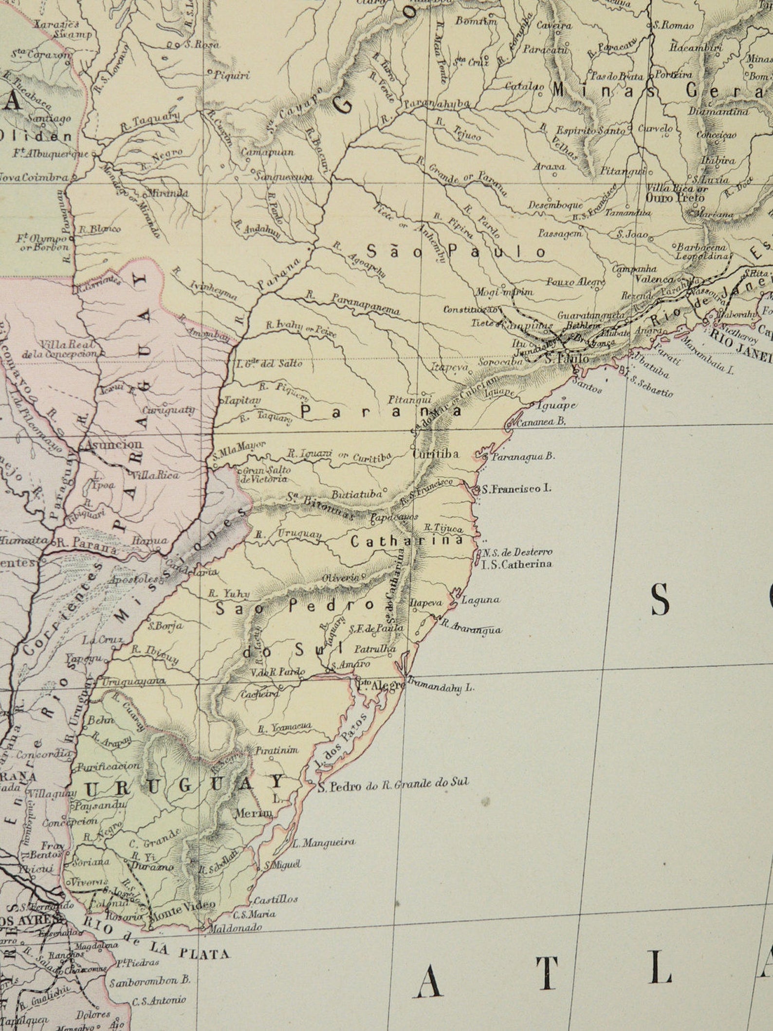 Original Vintage South America Map 1884 A C Black Map South America ...