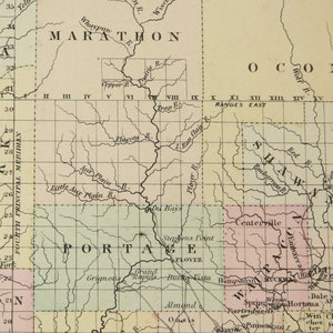 Antique Wisconsin Map, Original 1856 Colton Map, Wisconsin Gift for ...