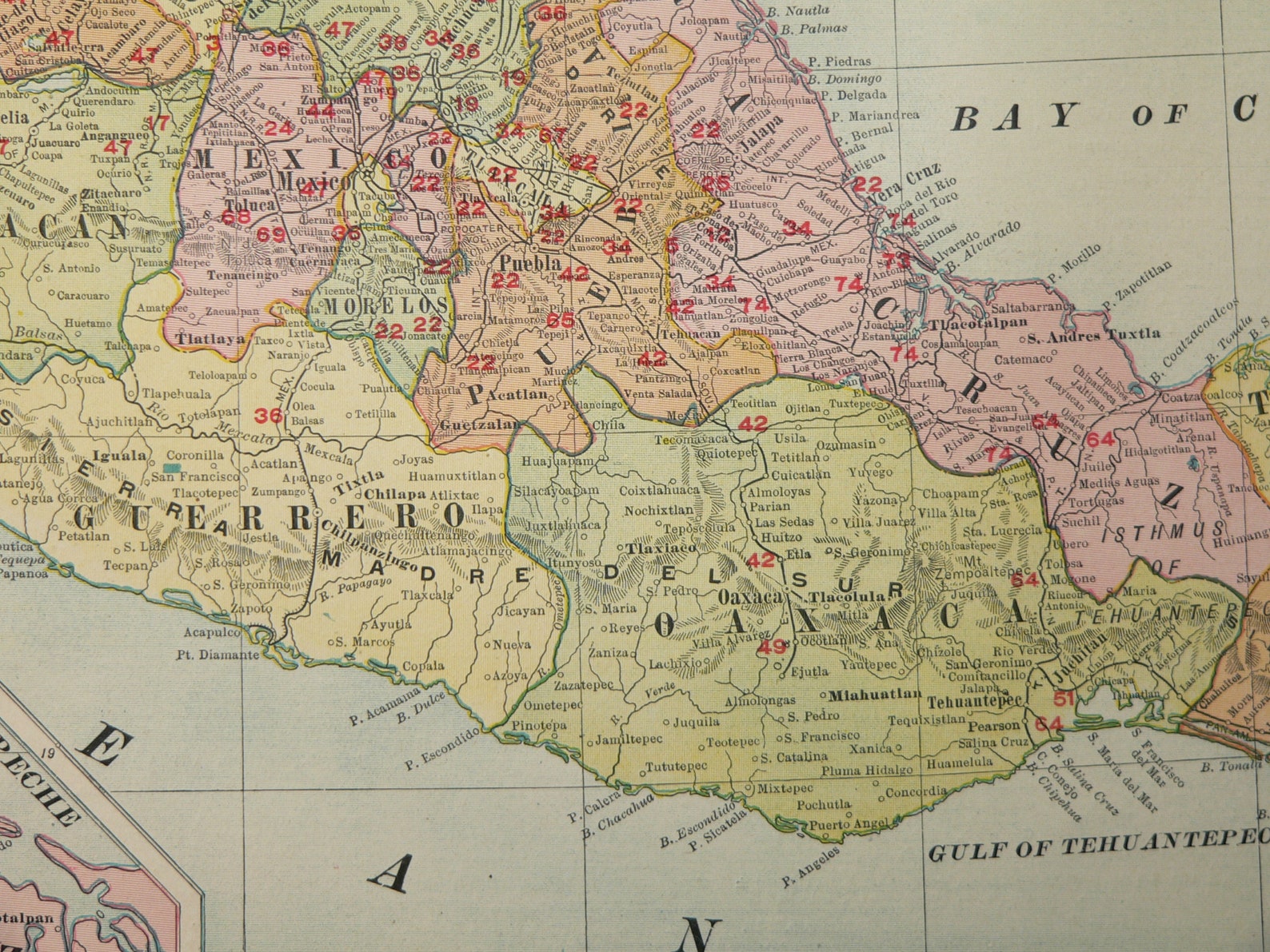 Large Mexico Map, 1908 Antique Map of Mexico, Railroad Map, Vintage ...