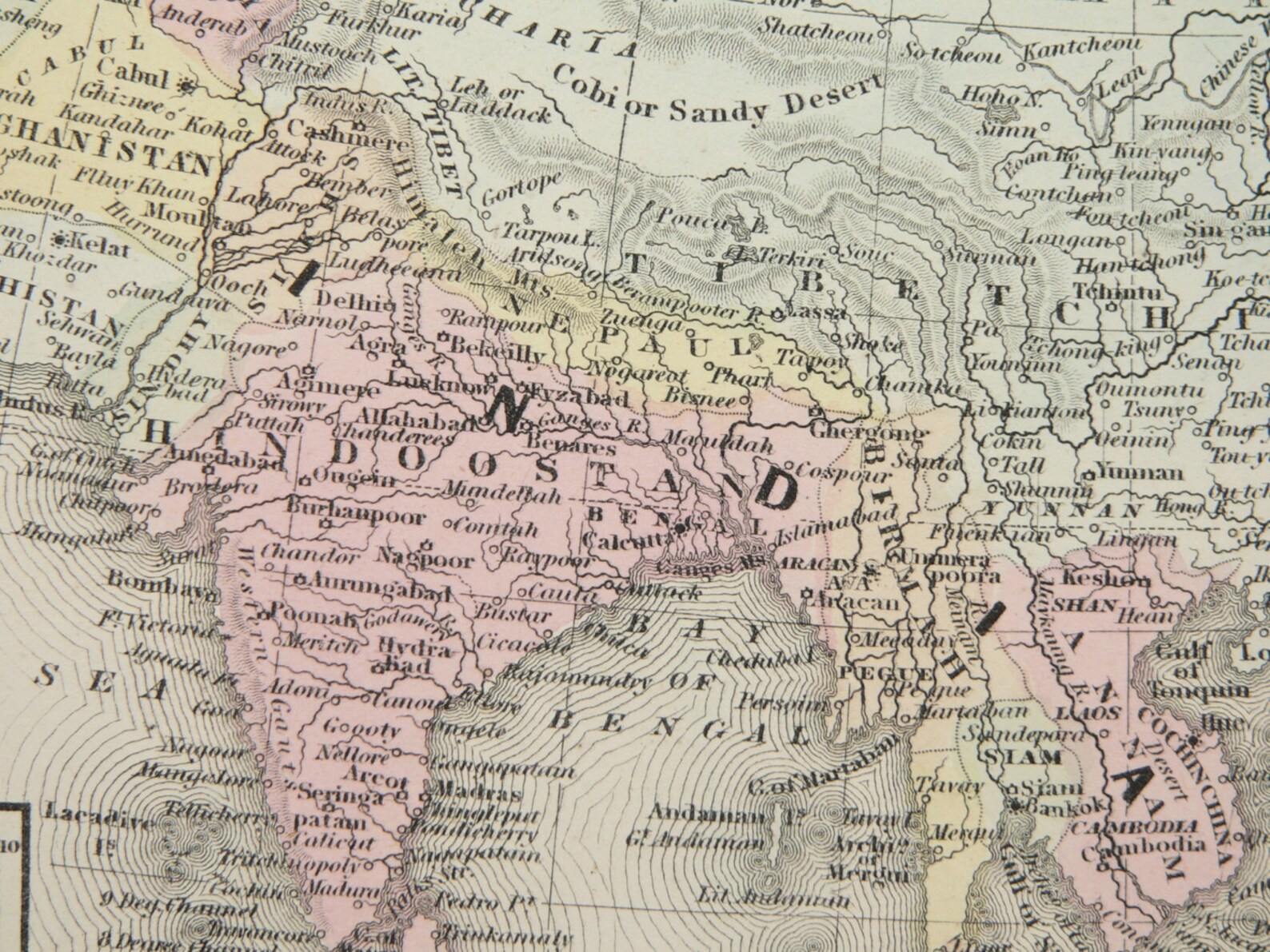 Asia Map China India Map Persian Gulf Malaysia Map 1858 Mitchell Map ...