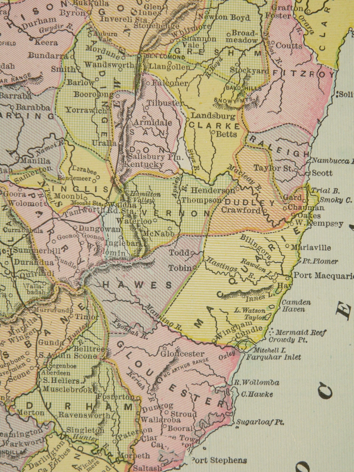 1902 Map New South Wales Australia NSW Map, Vintage Art Map, Gift for ...