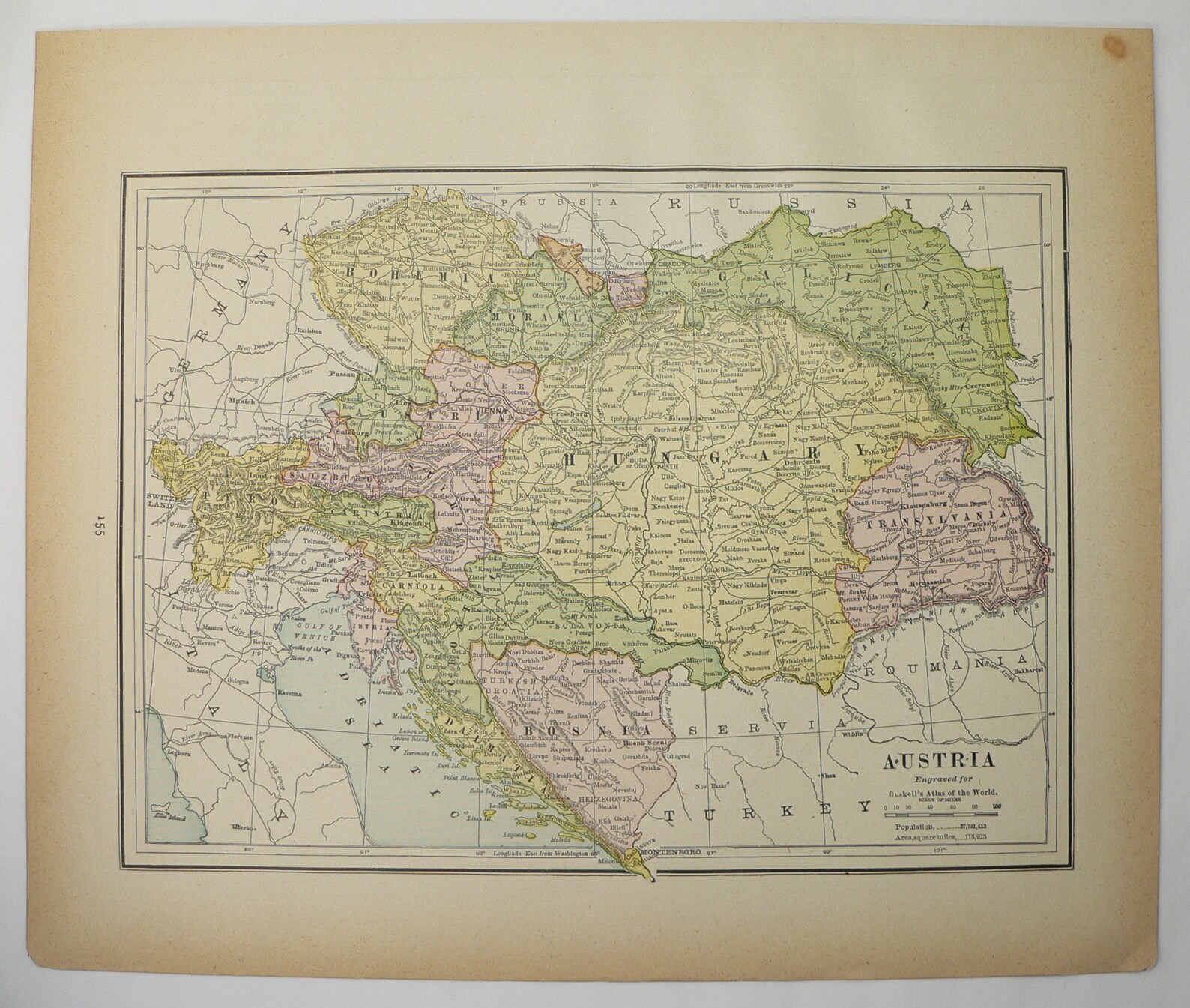 Vintage Russia Map and Austria Map 1888 Original Antique Map - Etsy