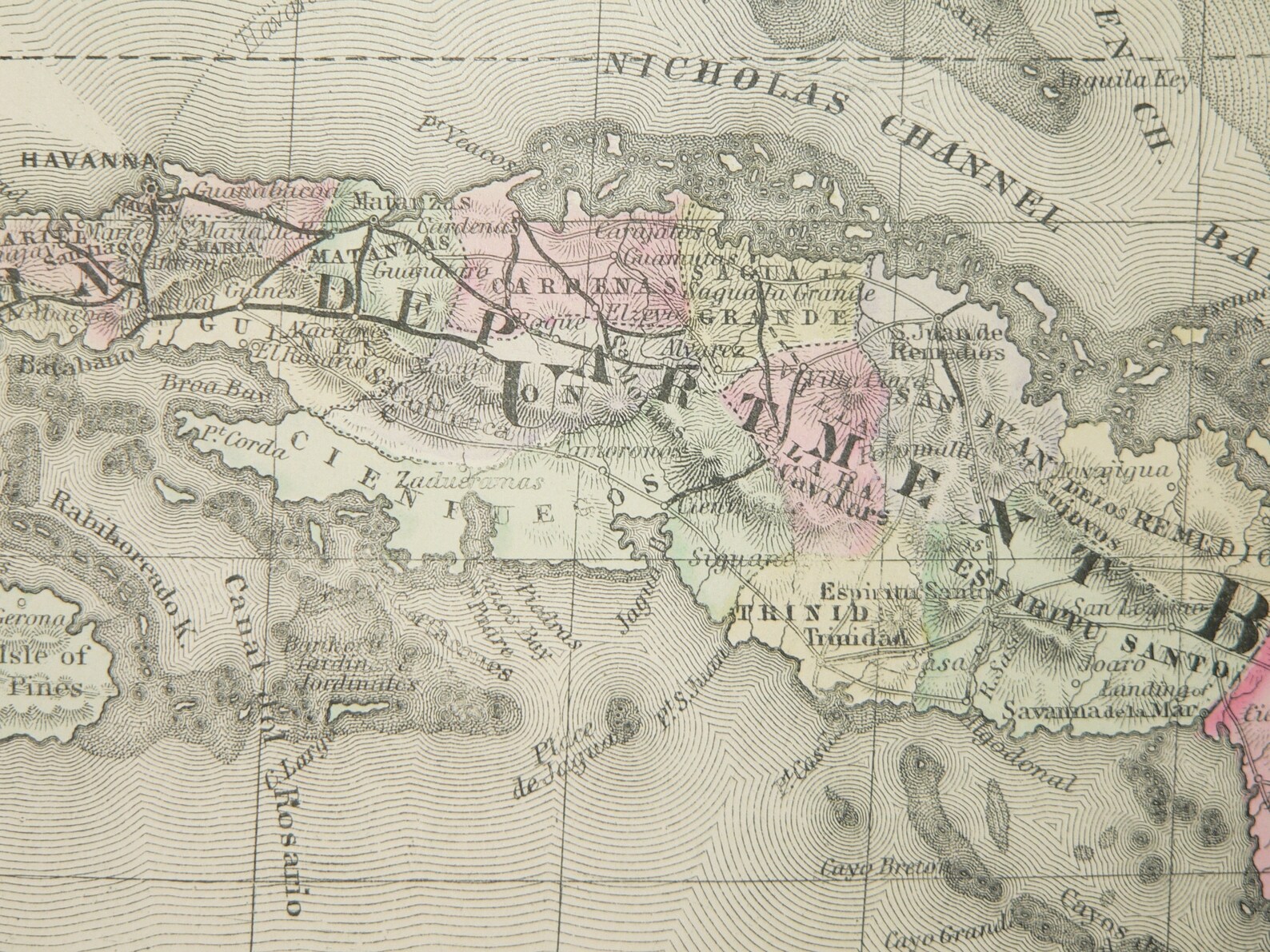 Original Vintage Map of Central America, Cuba 1886 Bradley Map, West ...