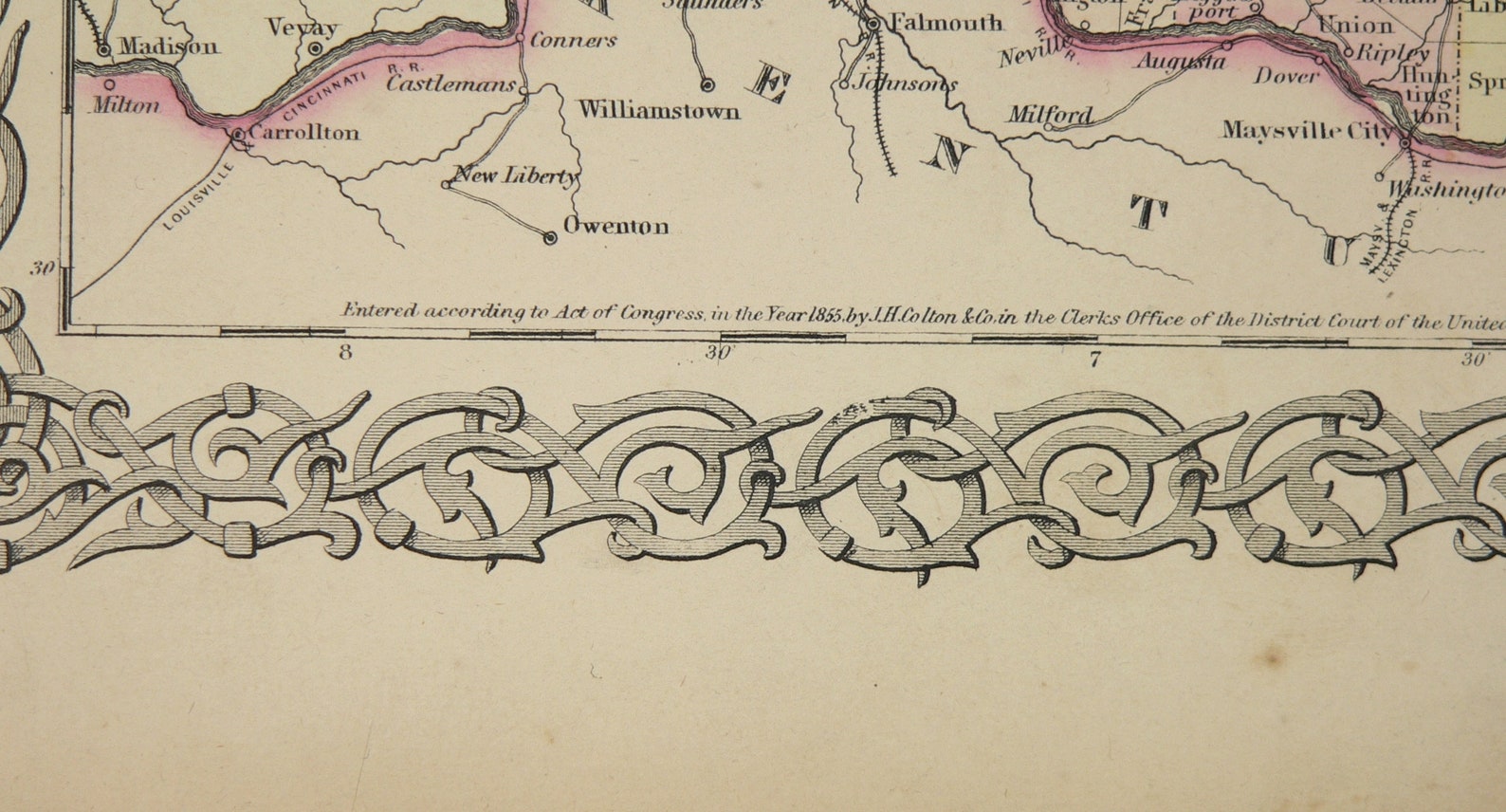Antique Ohio Map 1856 Colton Map Original Vintage Map | Etsy