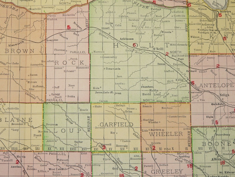 Large Antique Nebraska Map 1908 Original Vintage Map of - Etsy