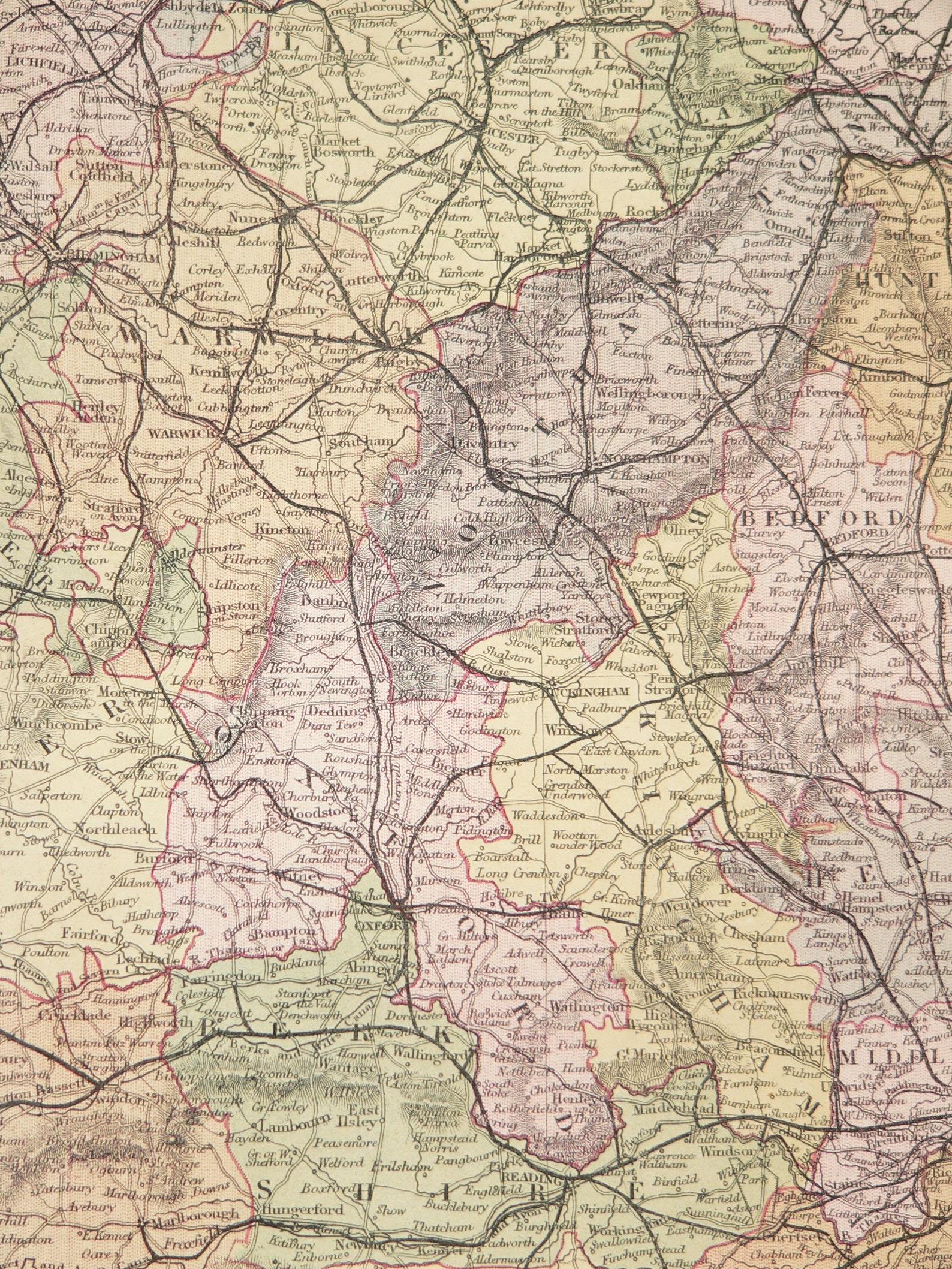 1873 Antique England Map 1873 A C Black Map of Southern England ...