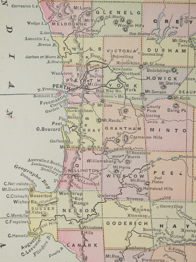 Antique 1899 Australia Map, Vintage Map of Australia, Australian Gift ...
