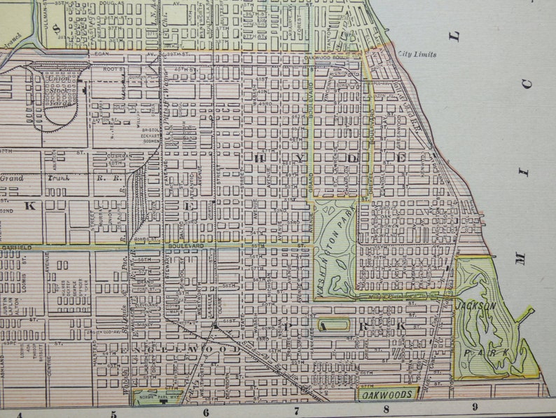 1889 Antique Map of Chicago and St Louis MO Original Vintage - Etsy