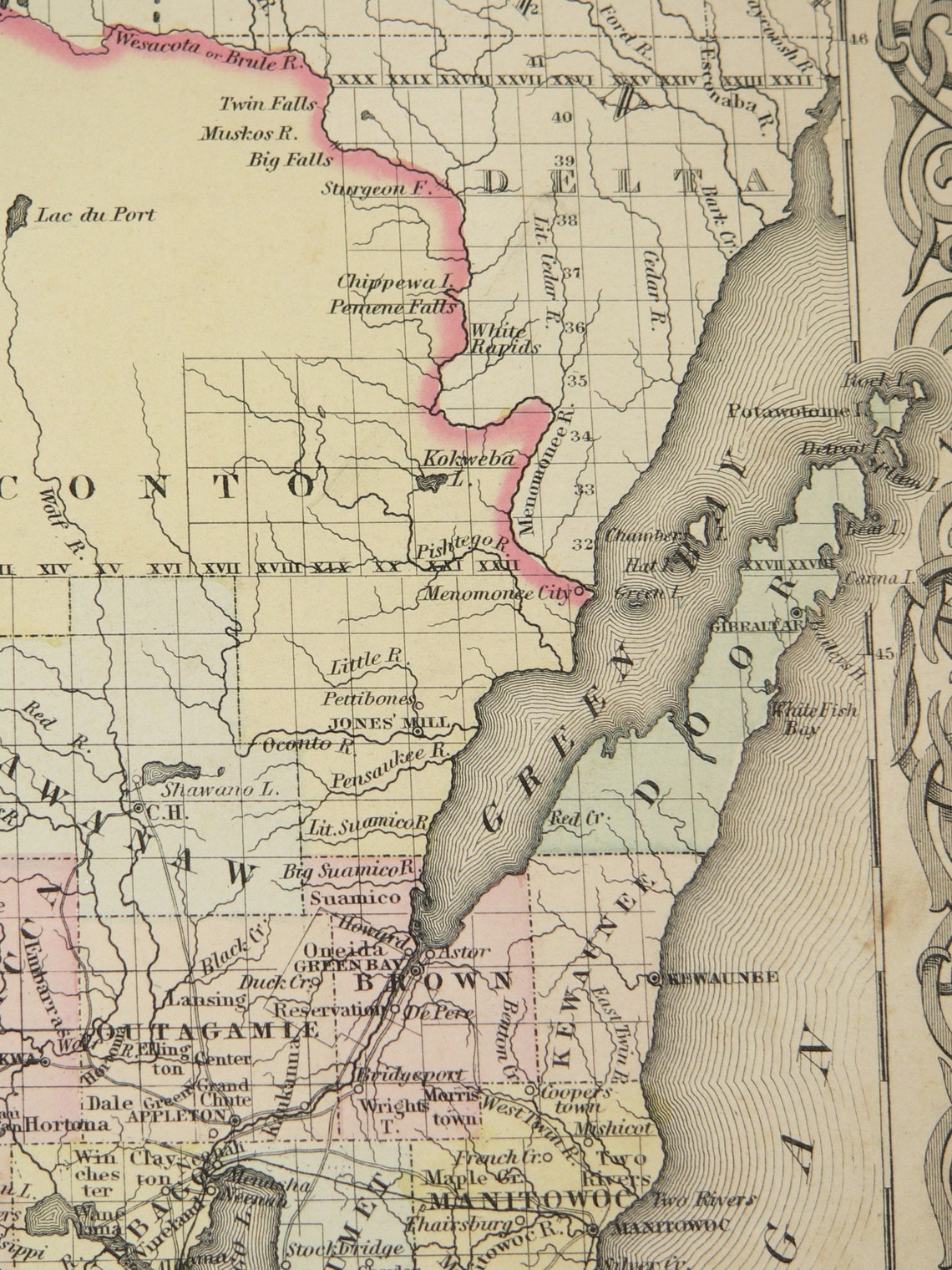 Antique Wisconsin Map Original 1856 Colton Map Wisconsin | Etsy