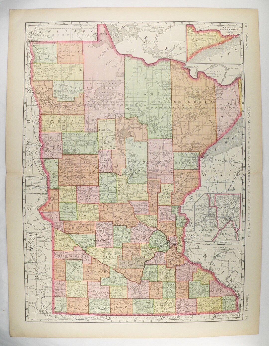 1897 Big Minnesota Map, Milwaukee MN Map, Minnesota Gift for Him, St ...