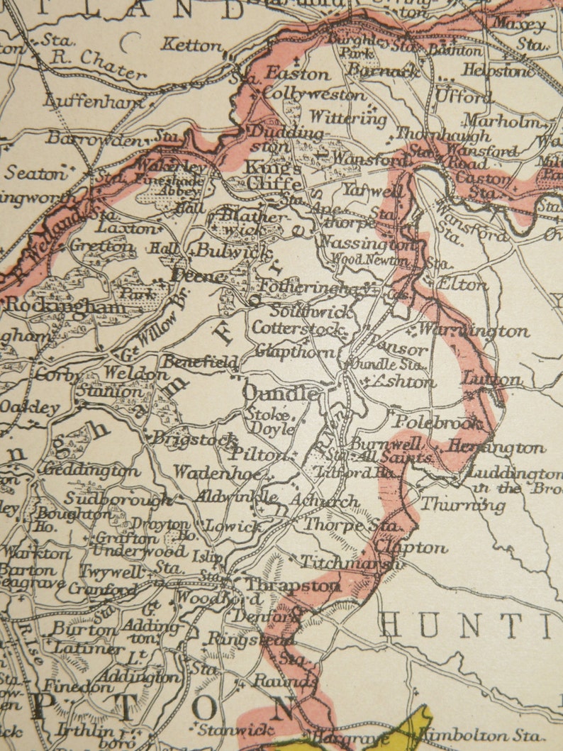 1894 Vintage Map, Bedford & Northampton Counties England - Etsy