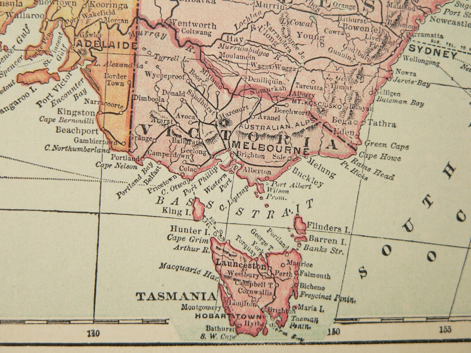 Vintage Australia Map 1896 Real Antique Map of Australia, 1st ...