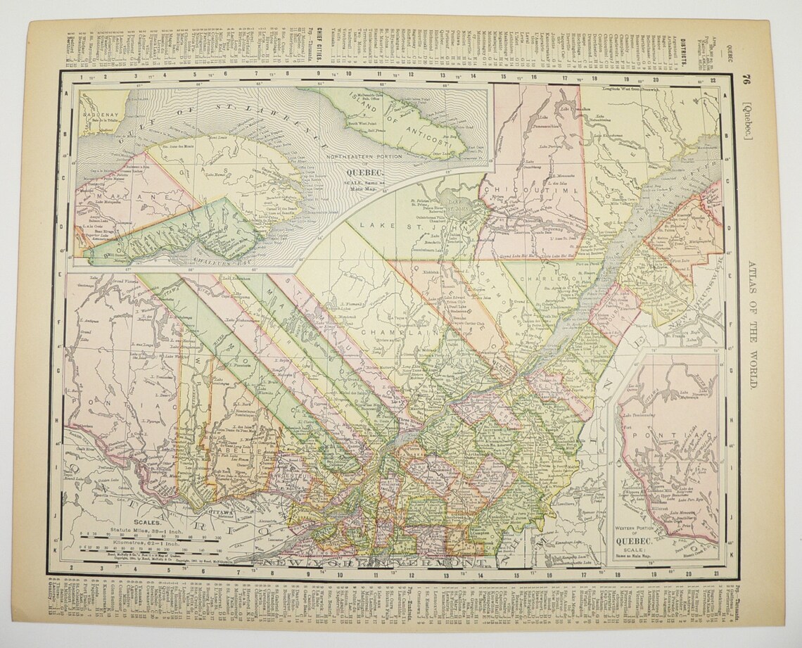 Quebec and Ontario Canada 1901 Antique Map - Etsy