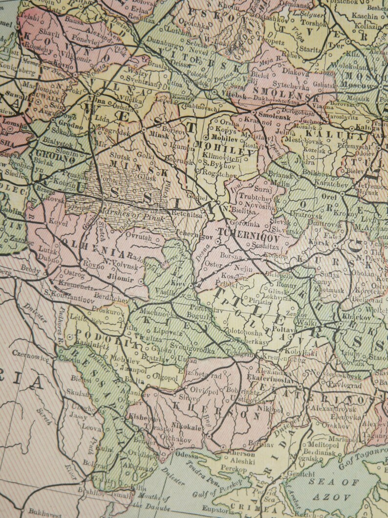1897 Map of Russia Turkey in Europe Original Vintage Map | Etsy