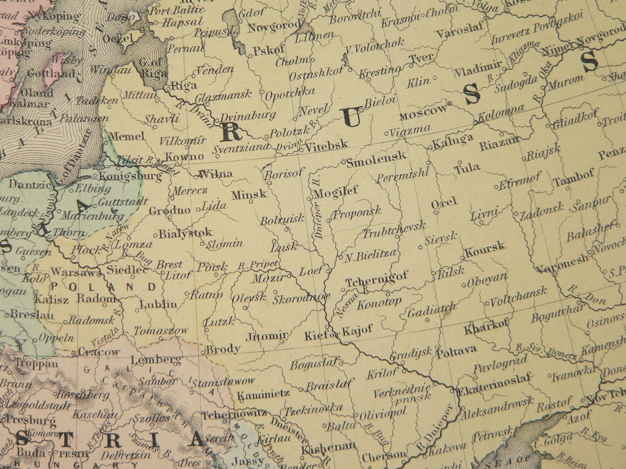 1856 Colton Europe Map, Real Antique Map of Europe, Handcolored Map ...