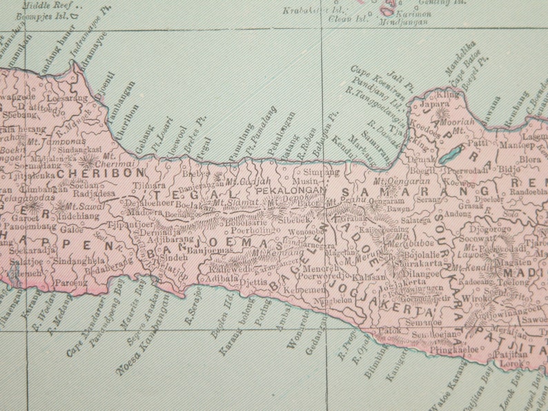 Vintage Map of Java East Indies Island of Java Map 1900 - Etsy