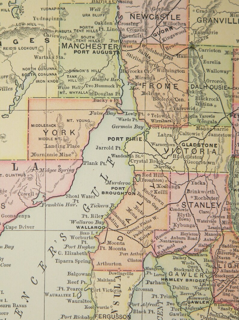 1912 Rand Mcnally Queensland and South Australia Map | Etsy