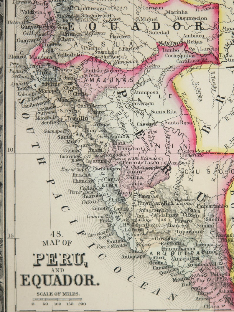 1860 South America Map Venezuela Argentina Map New Granada - Etsy