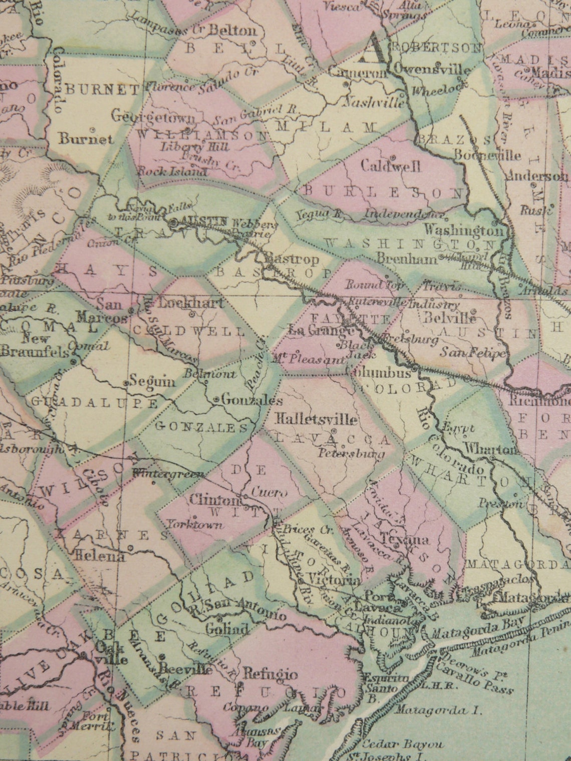 Antique Texas Map 1873 Handcolored Map of Texas Lone Star - Etsy