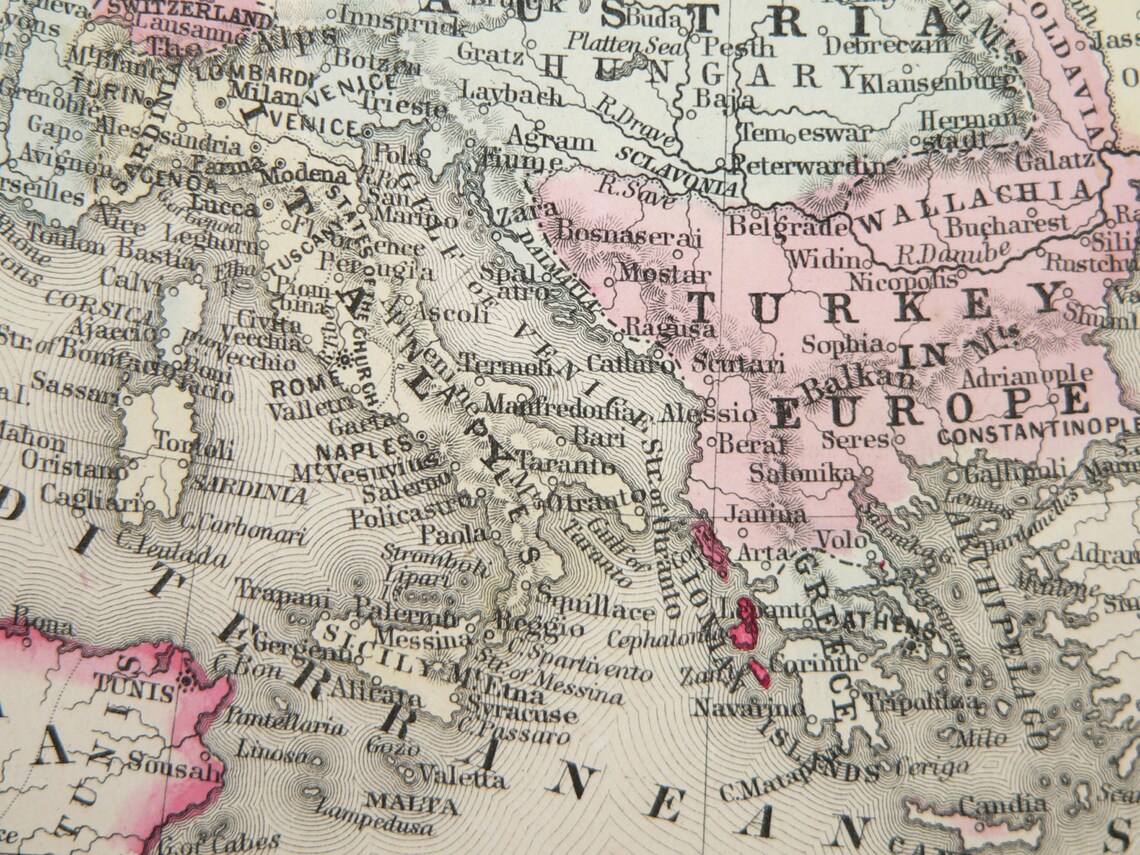 Antique Map of Europe Original 1860 Mitchell Europe Map - Etsy