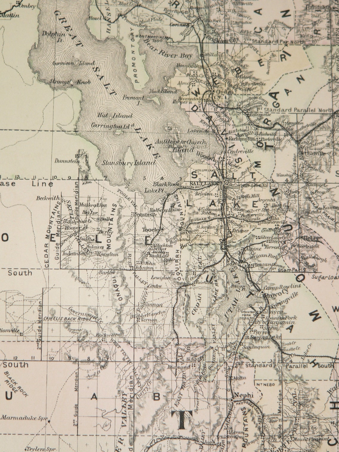 Large Antique Map Utah Nevada Map 1889 Bradley Map | Etsy