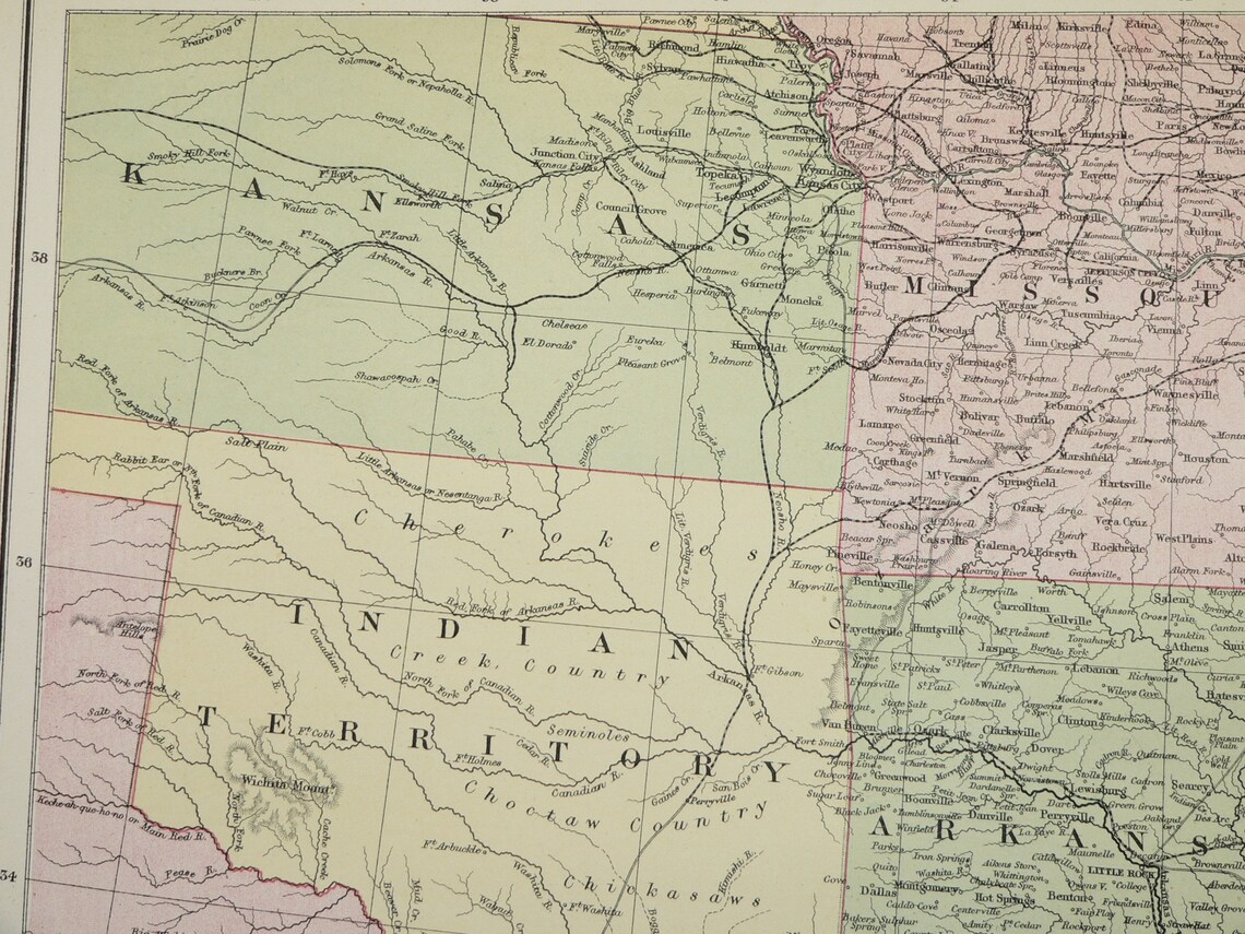 Southern United States Map 1873 A C Black US Map Florida - Etsy