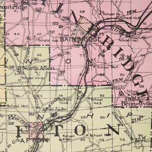 1912 Large Chenango County NY Map, New York County, Original Antique ...