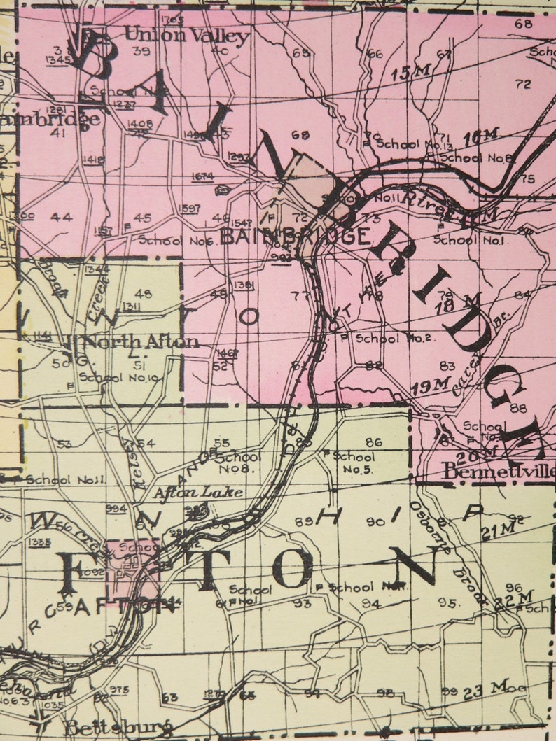 1912 Large Chenango County NY Map New York County Original | Etsy