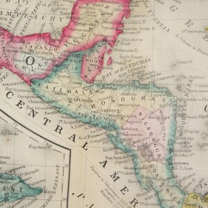 1860 Mitchell Map of Mexico, Central America, West Indies, Caribbean ...