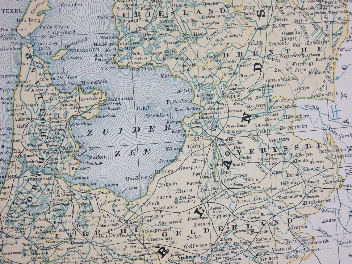 1892 Antique Netherlands and Belgium Map, Holland Luxemburg, Original ...