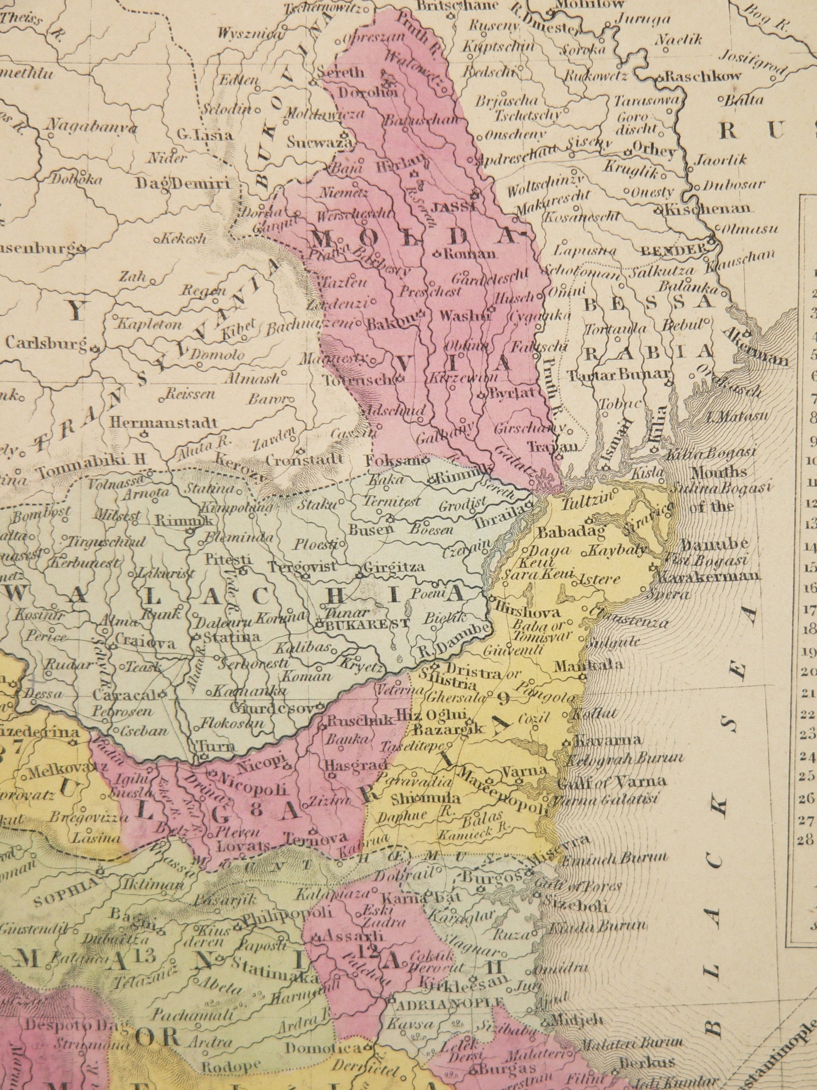 Antique Turkey Map 1852 Mitchell Map of Turkey, Handcolored Map, Turkey ...