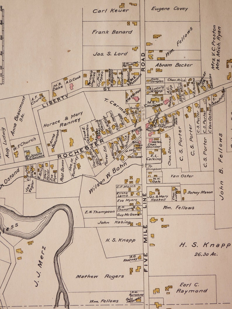 Large Antique 1902 Map of Pittsford Perinton and Penfield New - Etsy
