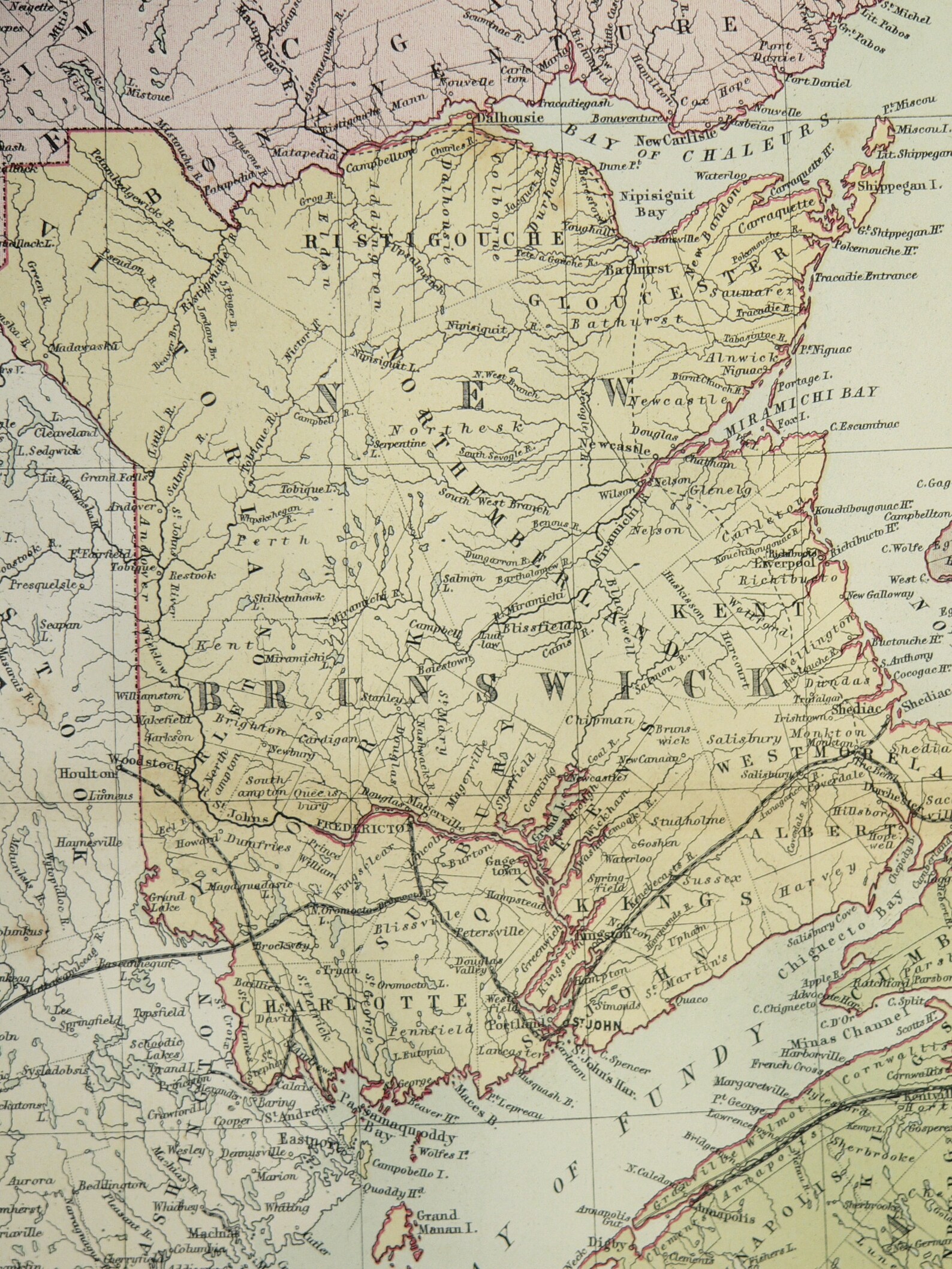 Maritime Canada Map 1873 Large Vintage Map Eastern Canada, New ...