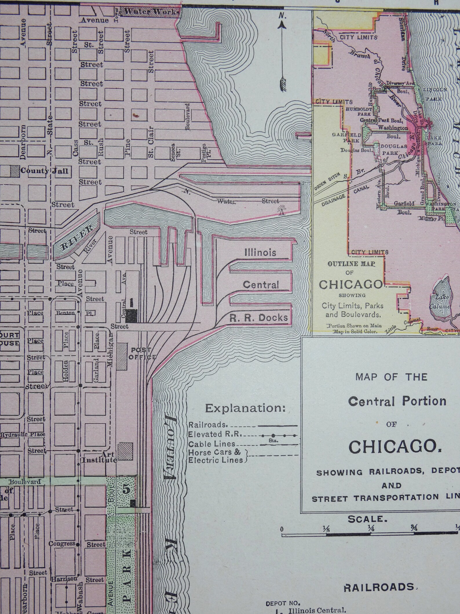 Original Vintage Map of Chicago and Illinois Map 1899 Rand Mcnally ...