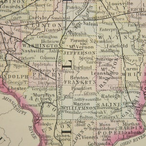 1872 Mitchell Illinois Map, IL Map, Antique Map of Illinois State ...